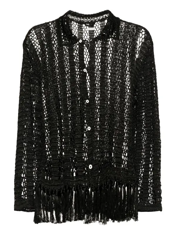 BODE Open-knit Fringed Shirt - Black