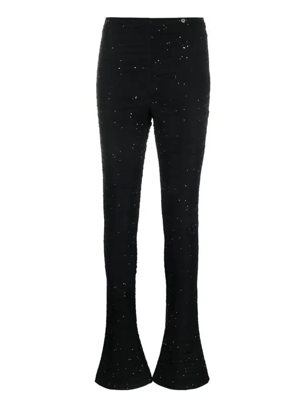 NISSA Crystal-embellished Flared Trousers - Black