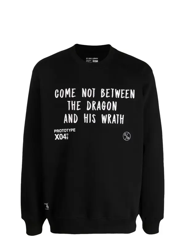 Izzue Slogan-embroidered Crew-neck Sweatshirt - Black