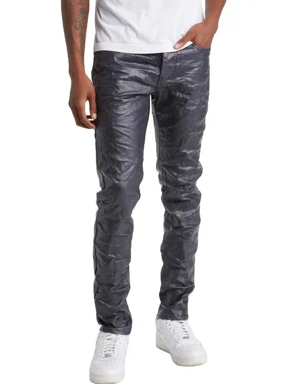 PURPLE BRAND Patent Film Coated Skinny Jeans - Dark Indigo