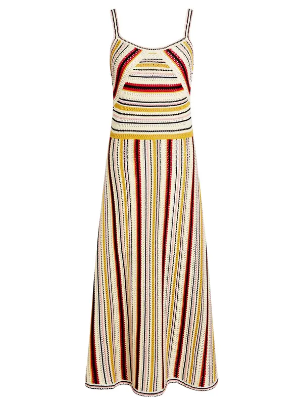 Zimmermann Vitali Striped Crochet-knit Cotton Maxi Dress - Pastel Yellow