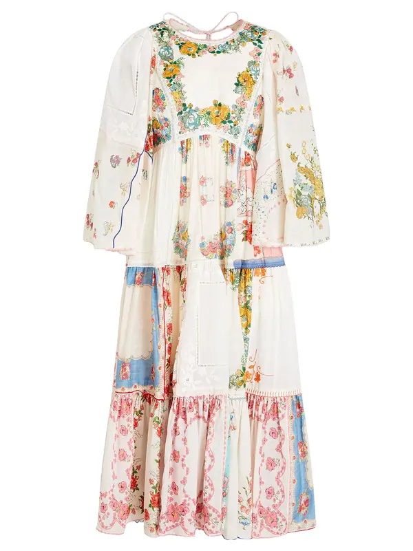 Zimmermann Tiered Floral-print Cotton Midi Dress - Ivory