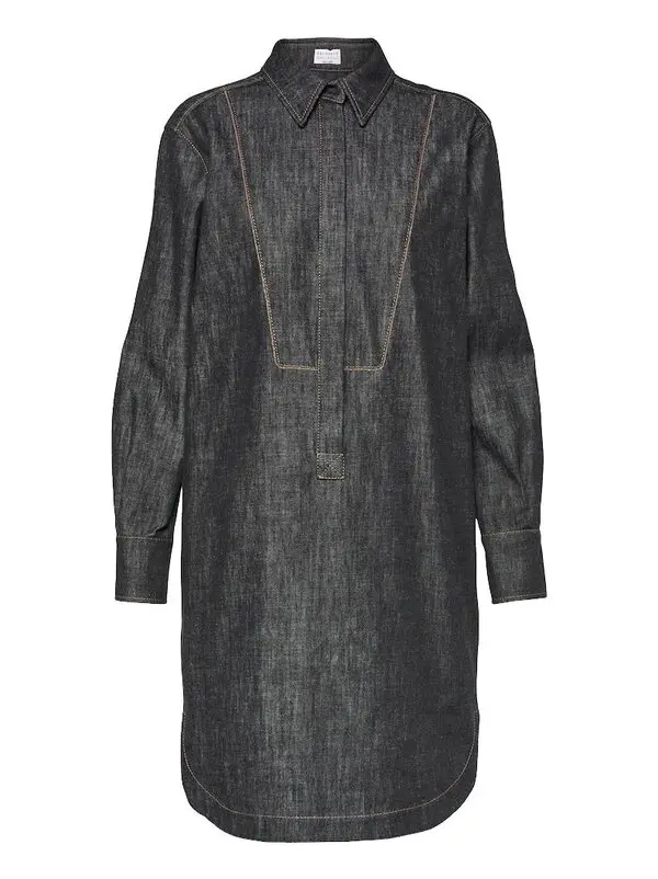 Brunello Cucinelli Denim Shirt Dress - Black