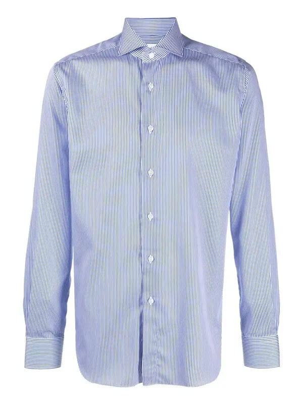 XACUS Striped Cotton Shirt - Blue
