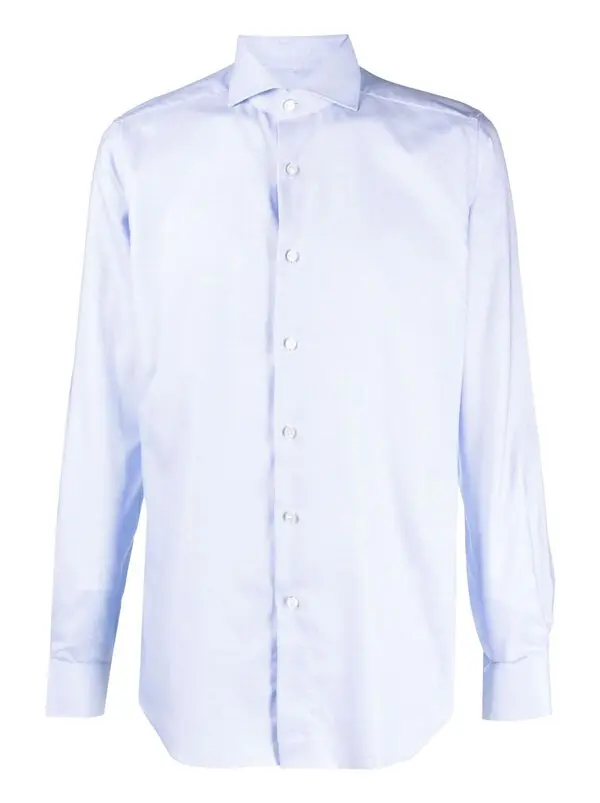 XACUS Cutaway-collar Organic Cotton Shirt - Blue