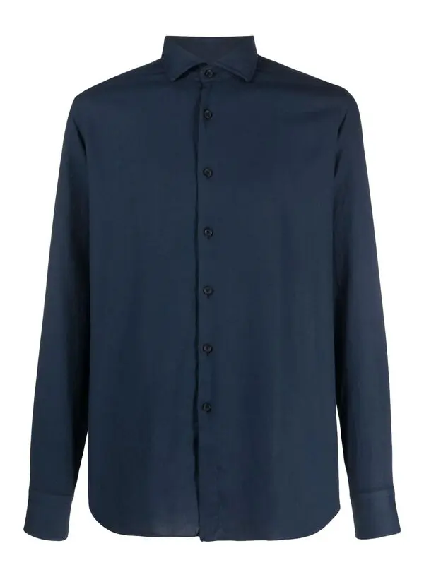 XACUS Cutaway-collar Cotton Shirt - Blue
