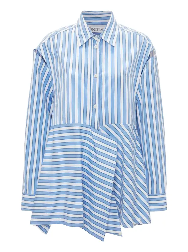 JW Anderson Striped Draped Cotton Shirt - Blue