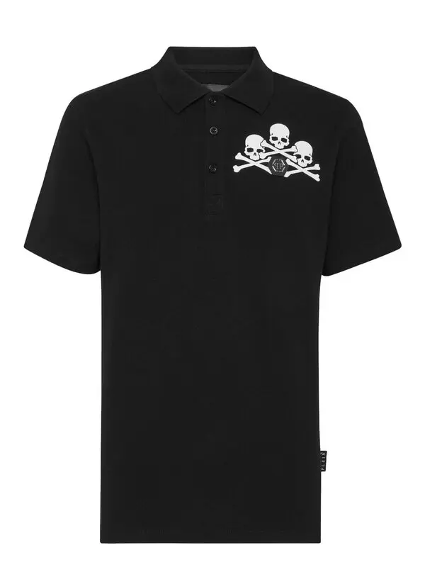 Philipp Plein Skull Logo Polo Shirt - Black