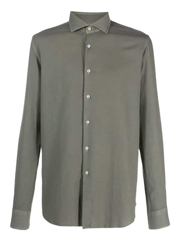 XACUS Cutaway-collar Cotton Shirt - Green