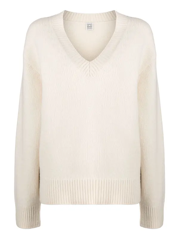 TOTEME V-neck Wool-cashmere Jumper - Neutrals