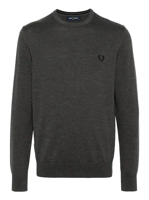 Fred Perry Logo-embroidered Mélange Jumper - Grey