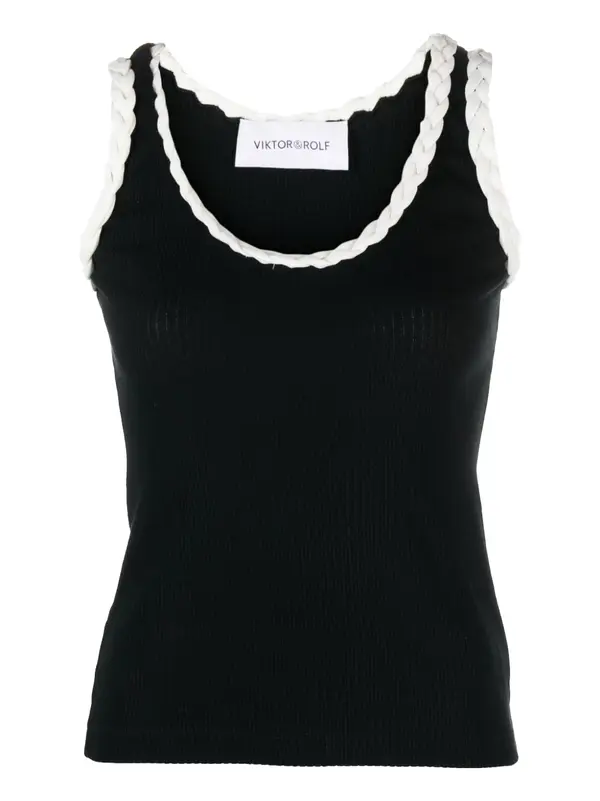 Viktor & Rolf Braid-detail Cotton Tank Top - Black