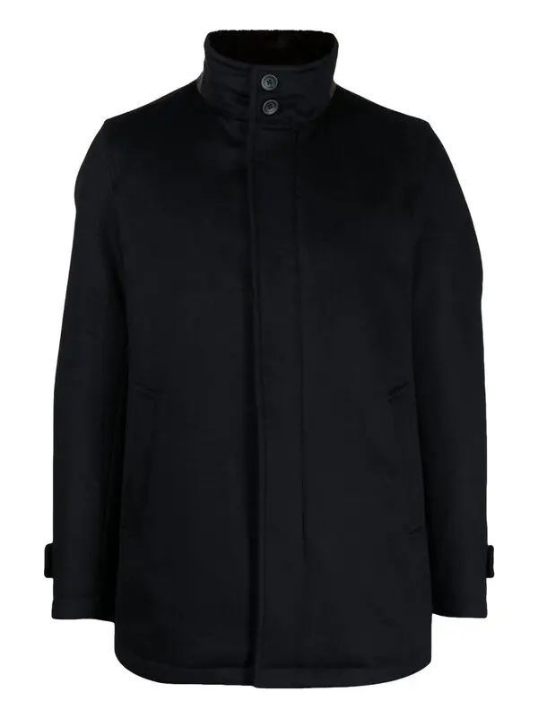 Herno High-neck Single-breasted Coat - Black