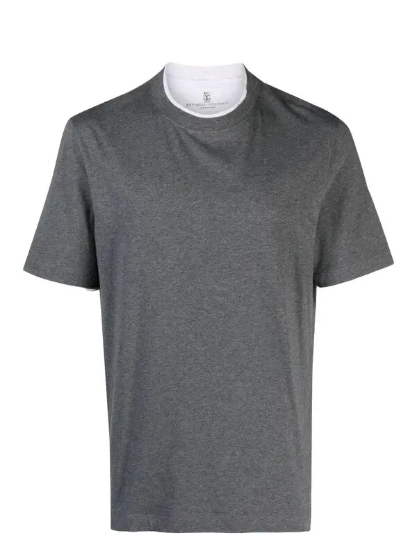 Brunello Cucinelli Layered-effect Cotton T-shirt - Grey