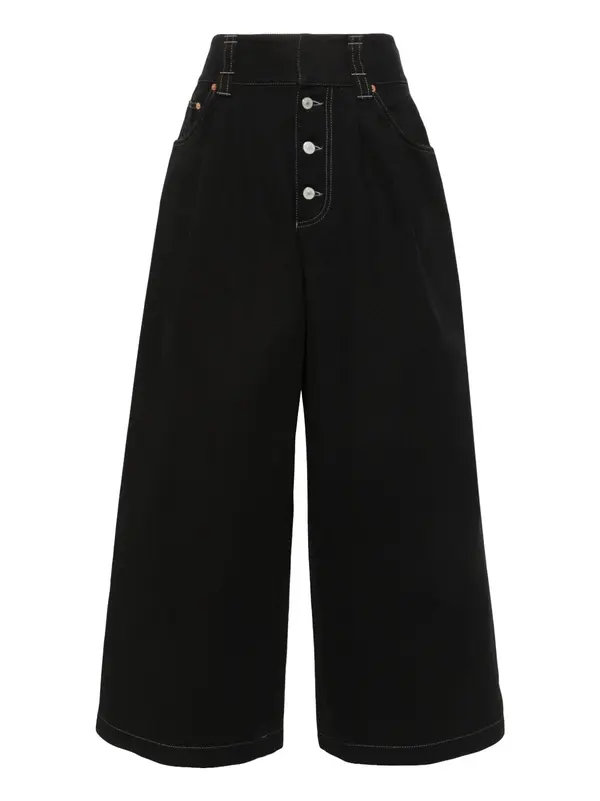 Gucci Logo-tag Wide-leg Jeans - Black
