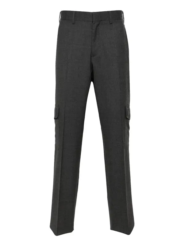 LARDINI Mid-rise Wool Cargo Trousers - Grey