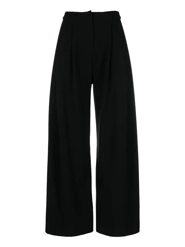 LOULOU Pleat-detail Palazzo Trousers - Black