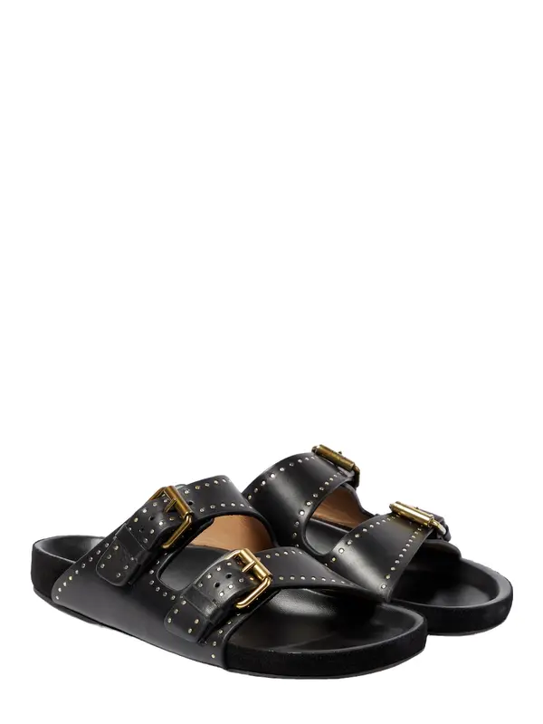 Isabel Marant Lennyo Leather Slides - Black