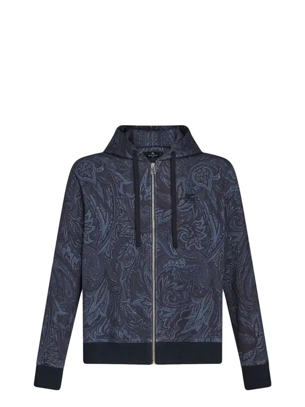 Etro Paisley-print Zip-up Hoodie - Blue
