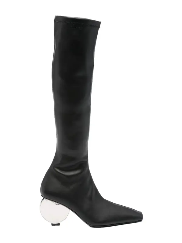 COURREGES Circle 90mm Faux-leather Knee-high Boots - Black