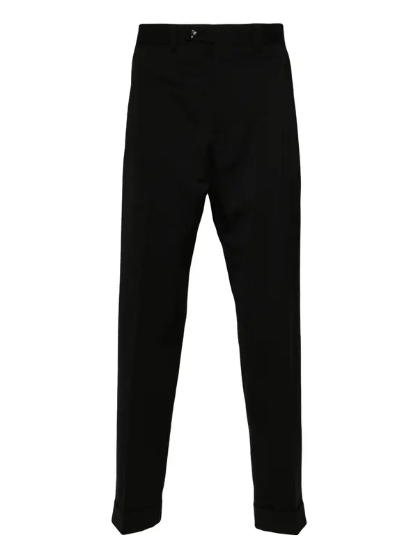 DELL'OGLIO Straight-leg Wool-blend Trousers - Black