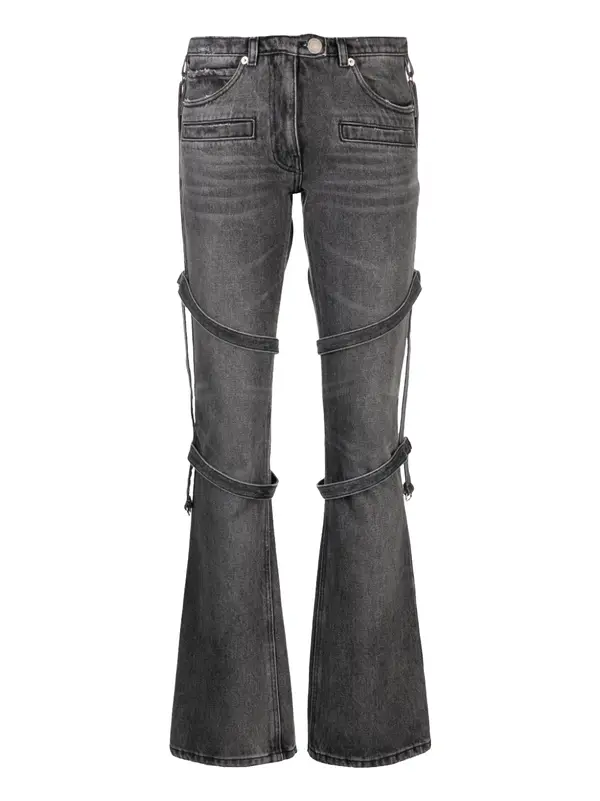 COURREGES Multi-strap Flare Jeans - Grey