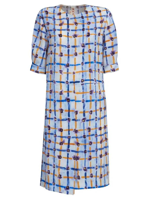 Marni Floral-print Asymmetric Midi Dress - Blue