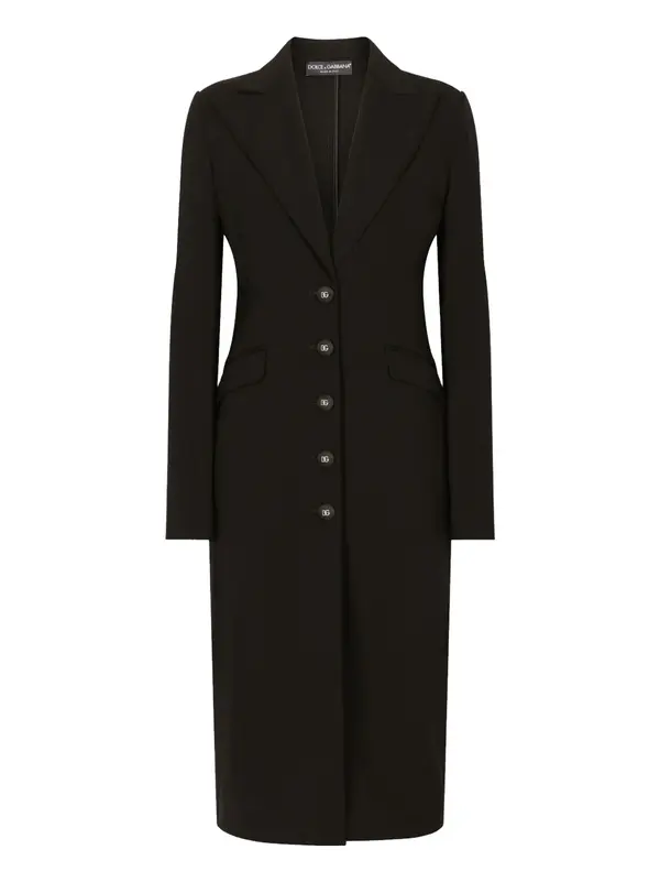 Dolce & Gabbana Logo-button Single-breasted Coat - Black