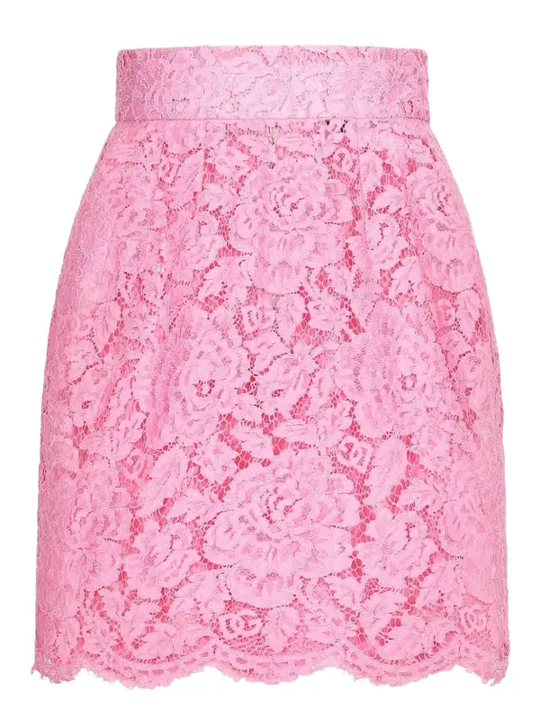 Dolce & Gabbana Floral Lace Miniskirt - Pink