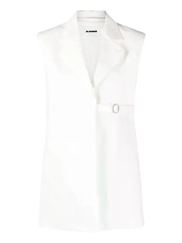 JIL SANDER Belted Cotton Waistcoat - White