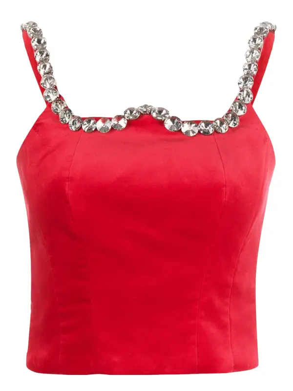 Vivetta Crystal-embellished Cropped Tank Top - Red