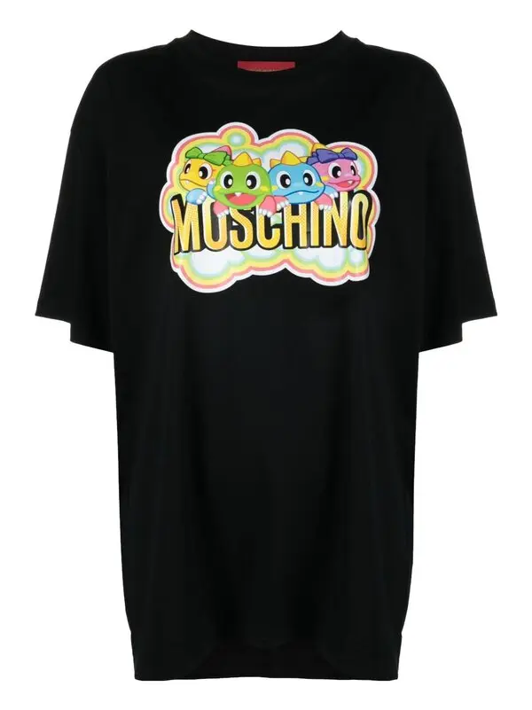 Moschino Cartoon-print Organic-cotton T-shirt - Black