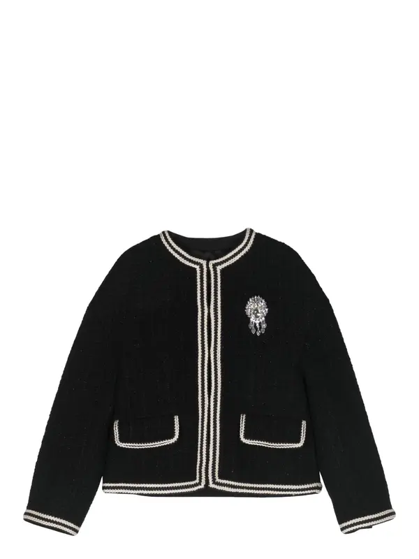 Gucci Brooch-detail Tweed Jacket - Black