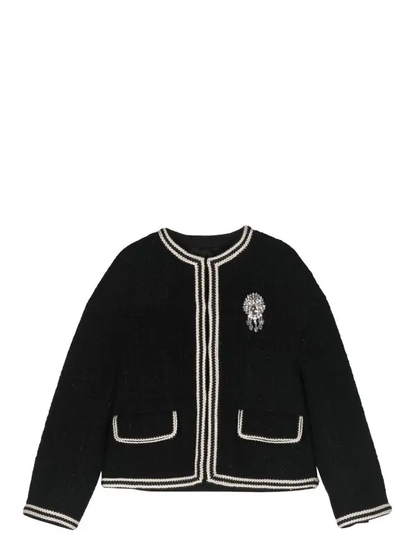 Gucci Brooch-detail Tweed Jacket - Black