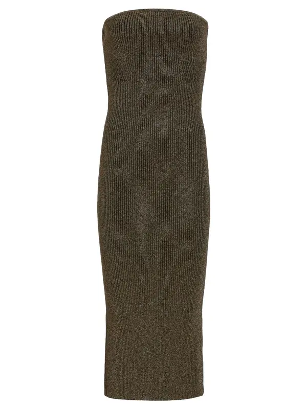 Khaite The Rumer Ribbed-knit Midi Dress - Green