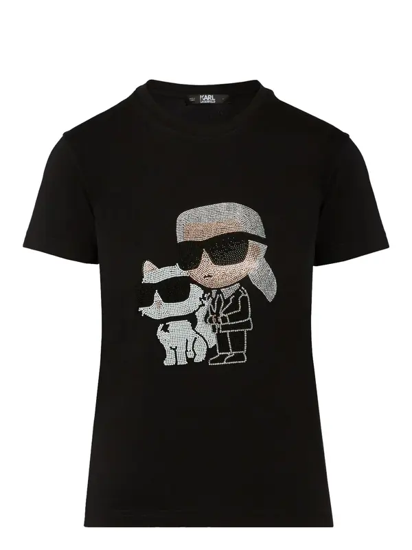 Karl Lagerfeld Ikon Rhinestone-embellished T-shirt - Black