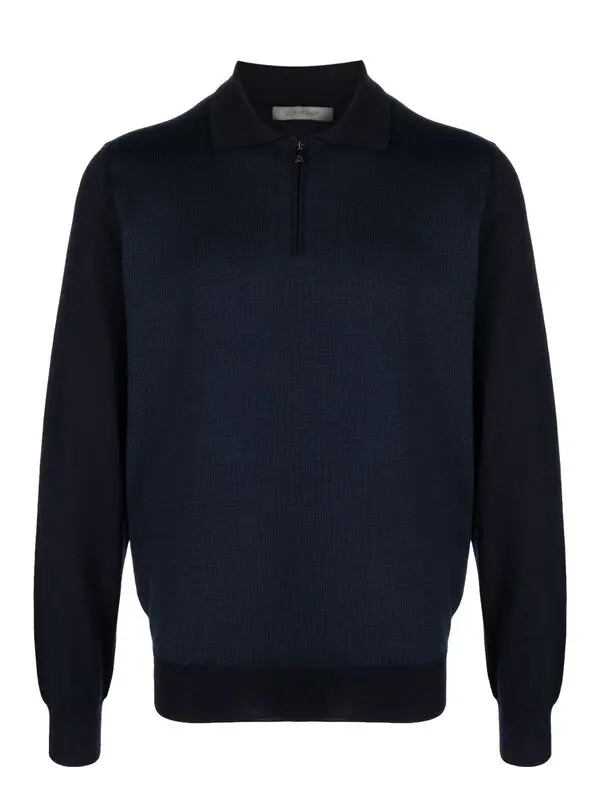 Corneliani Fine-knit Wool Polo Shirt - Blue