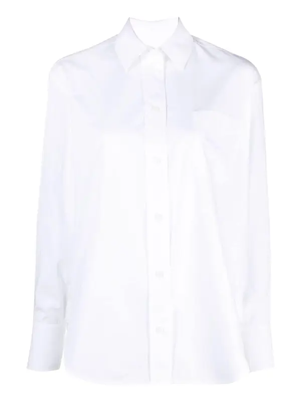 Victoria Beckham Logo-embroidered Organic Cotton Shirt - White