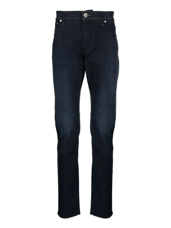 Corneliani Logo-embroidered Jeans - Blue