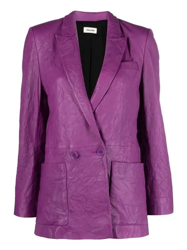 Zadig&Voltaire Crinkled Leather Blazer - Purple