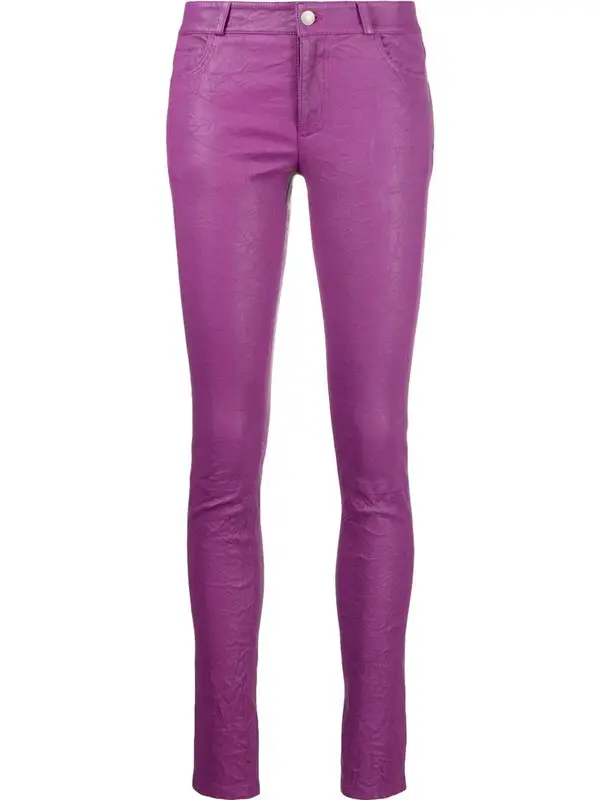 Zadig&Voltaire Phlame Crinkled Leather Trousers - Purple