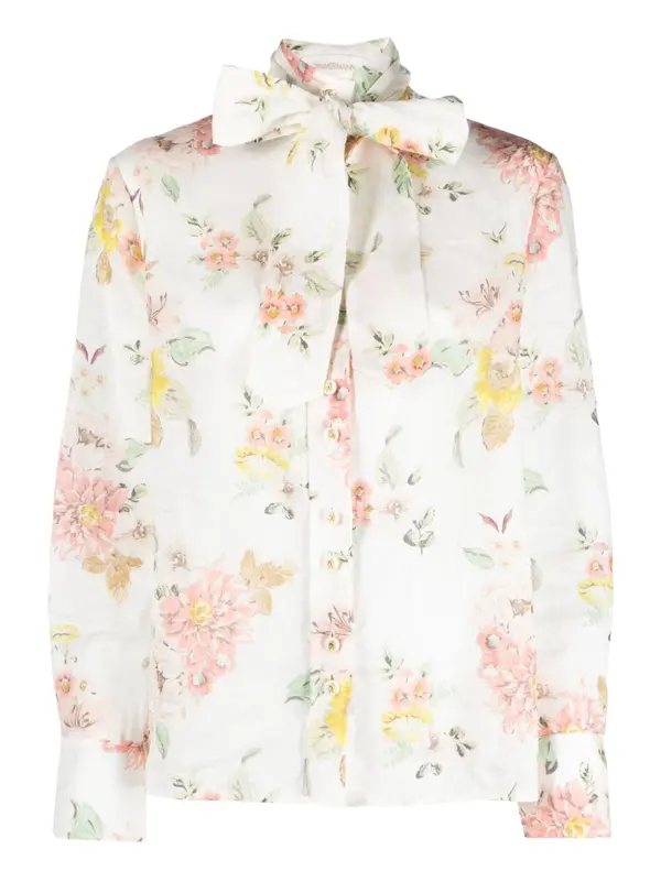Zimmermann Floral-print Ramie Blouse - White