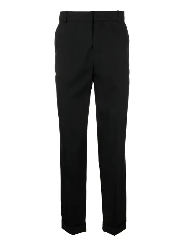 Balmain Tapered Wool Trousers - Black