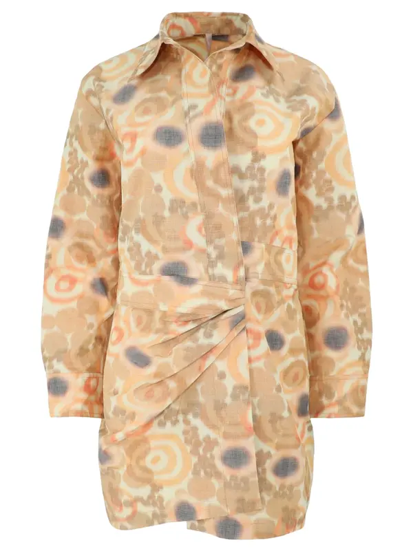Alexis Nordeen Warp-print Shirtdress - Neutrals