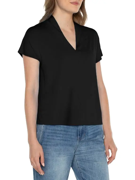 LIVERPOOL V-neck Short Sleeve Top - Black
