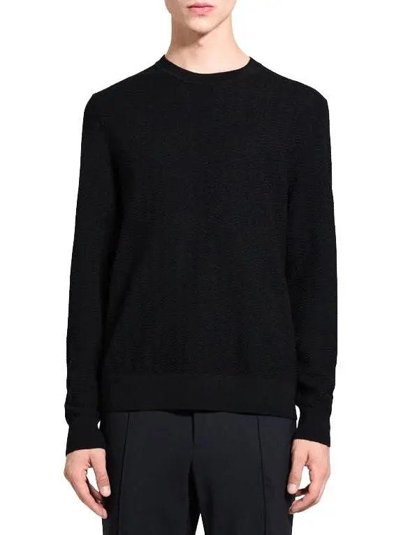 Theory Novo Merino Wool-blend Crewneck Sweater - Black