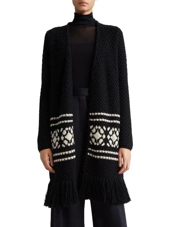 Max Mara Orione Longline Wool & Cashmere Cardigan - Black