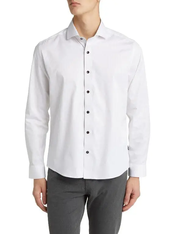 Stone Rose Drytouch® Performance Sateen Button-up Shirt - White