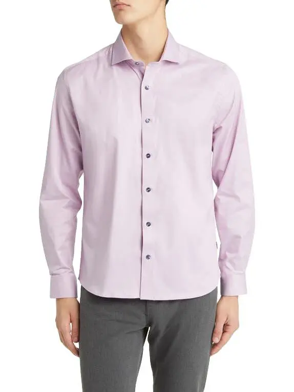 Stone Rose Drytouch® Performance Sateen Button-up Shirt - Lavender
