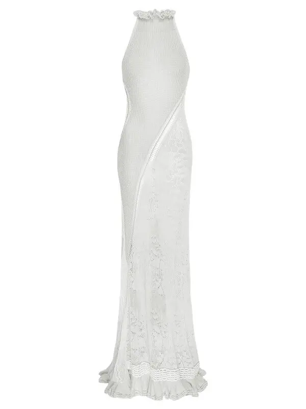 ROBERTA EINER Lily Sheer Knit Maxi Gown - White